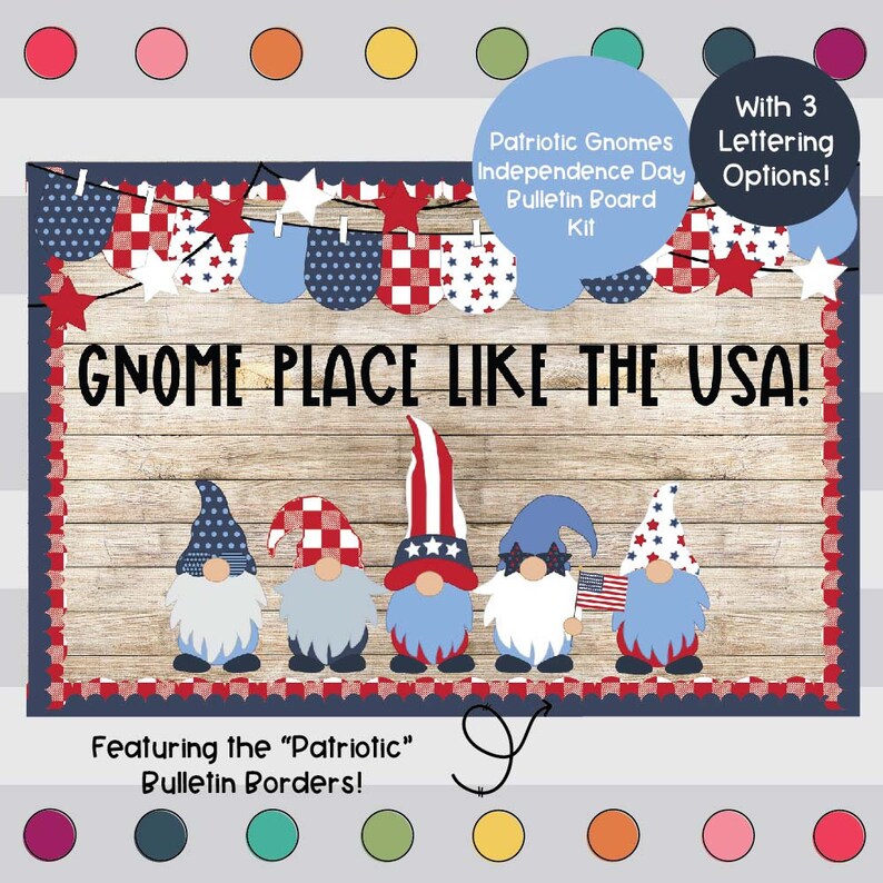 Stars and Stripes Patriotic Gnomes Patriotic Bulletin Board - Etsy