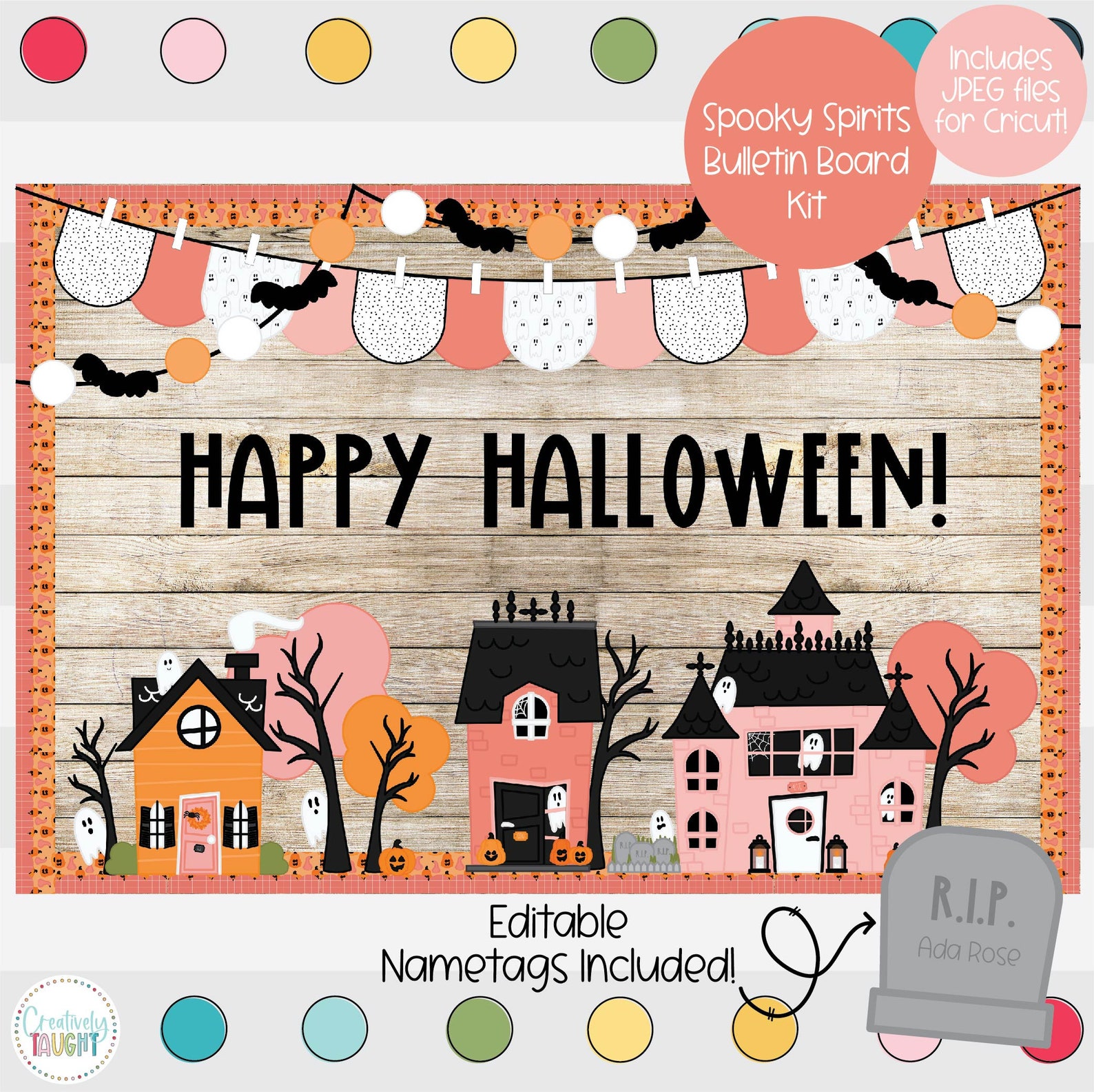 Pastel Haunted Houses October Bulletin Board Fall - Etsy
