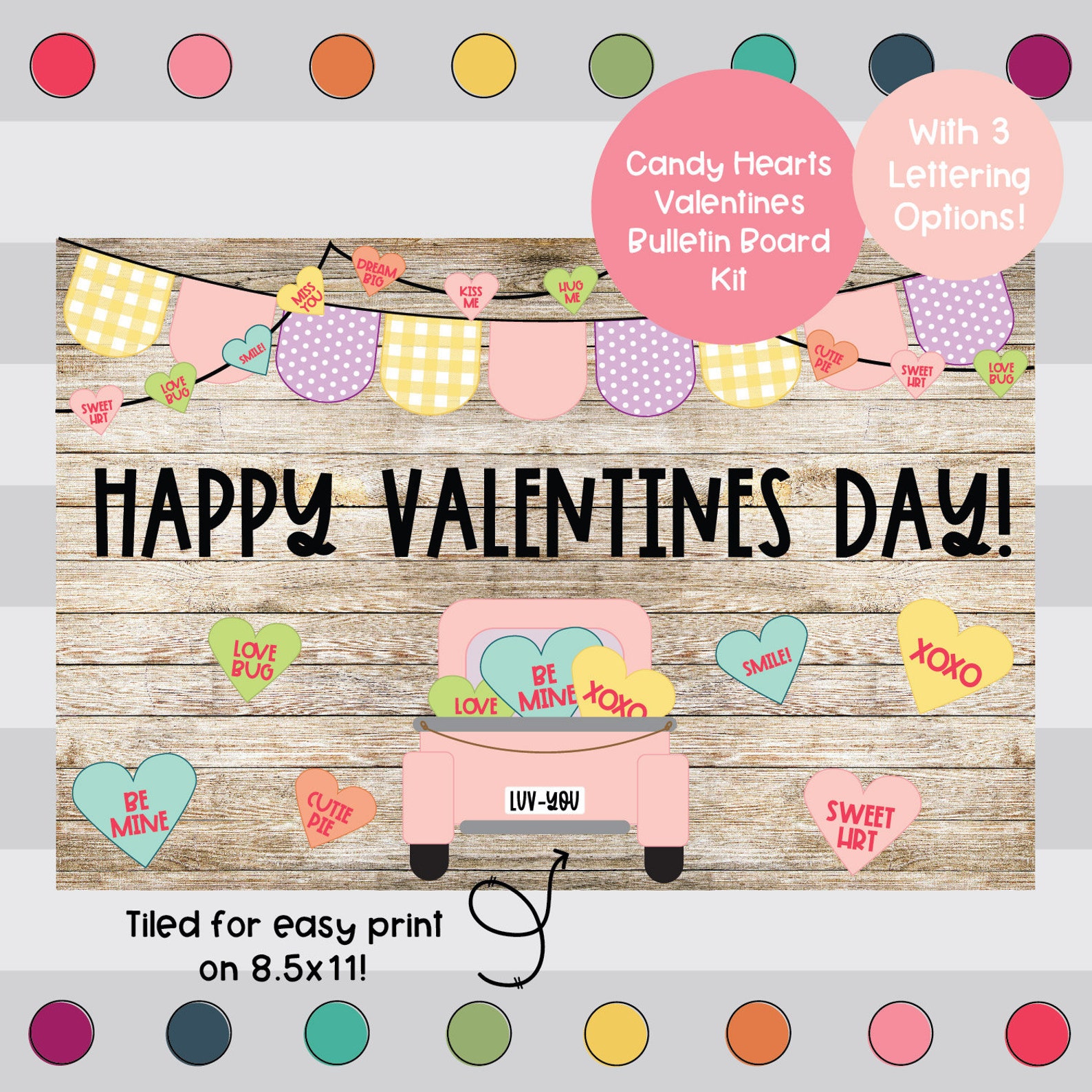 Candy Heart Truck Valentines Bulletin Board Kit - Etsy