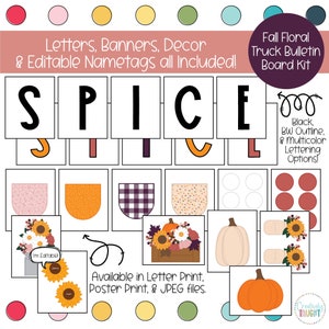 Fall Floral Truck Bulletin Board Kit (digital Download) - Etsy