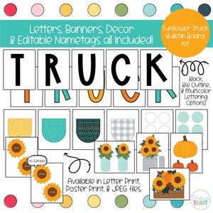 Sunflower Truck - Back to School - Fall Bulletin Board Kit - Etsy