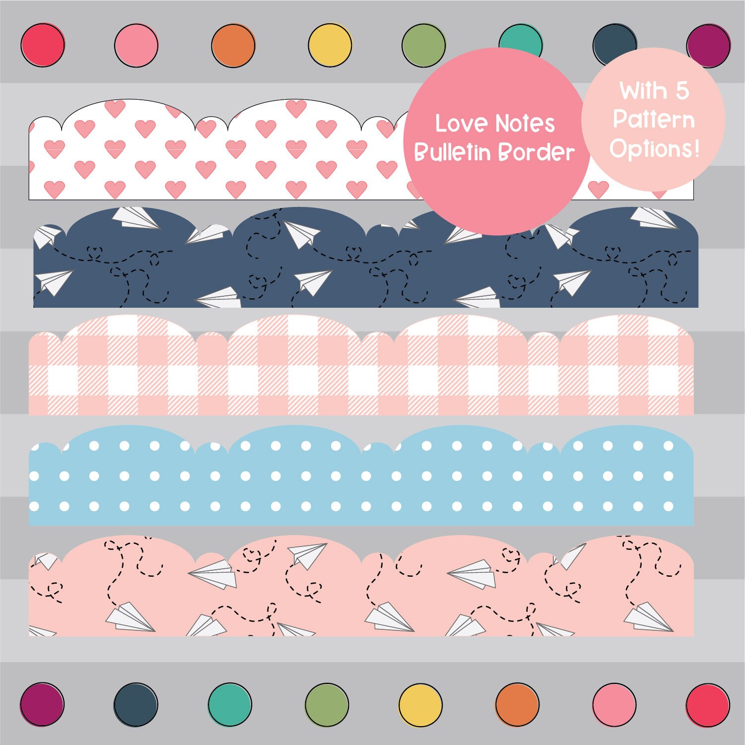 Love Notes Paper Airplanes Valentines Bulletin Board Borders | Etsy