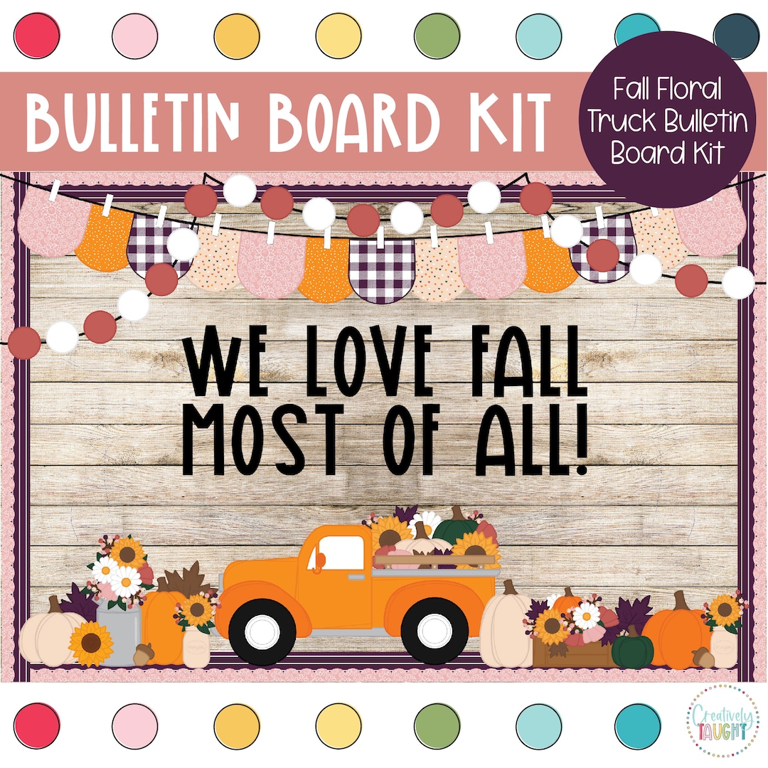 Fall Floral Truck - Fall - Fall Themed Bulletin Board Kit - Etsy
