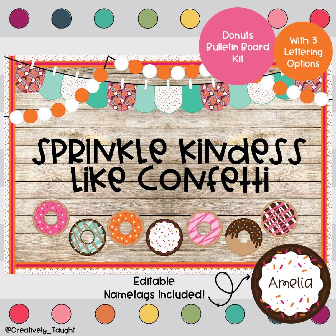 Donut Worry Be Happy Summer June and July Bulletin Board | Etsy