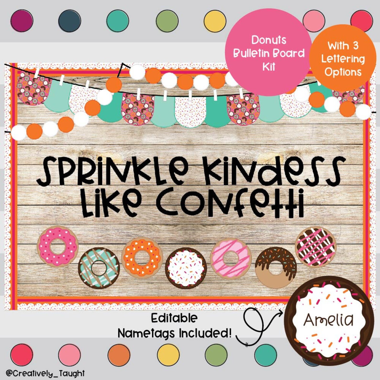 Donut Worry Be Happy Summer June and July Bulletin Board | Etsy