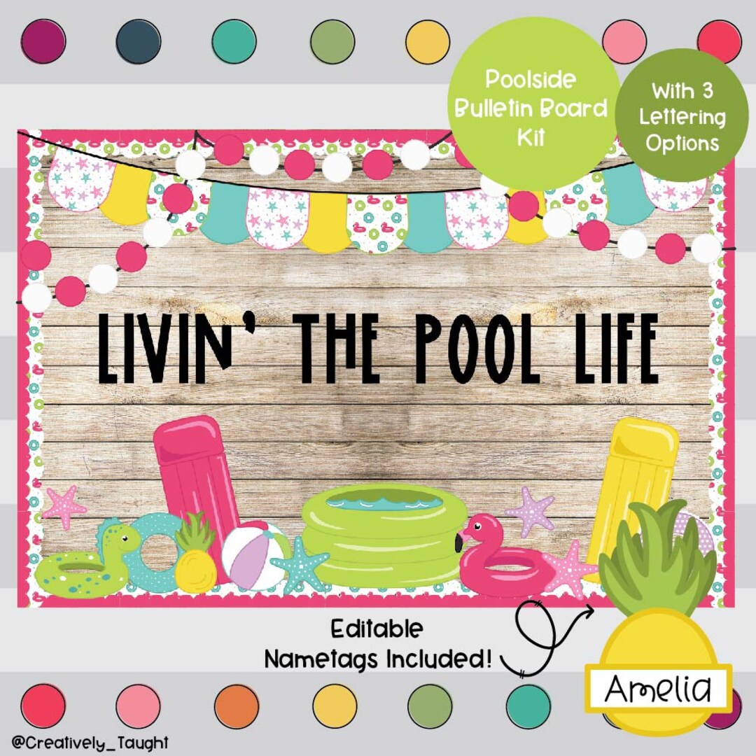 Pool Time Summer June and July Bulletin Board Kit - Etsy