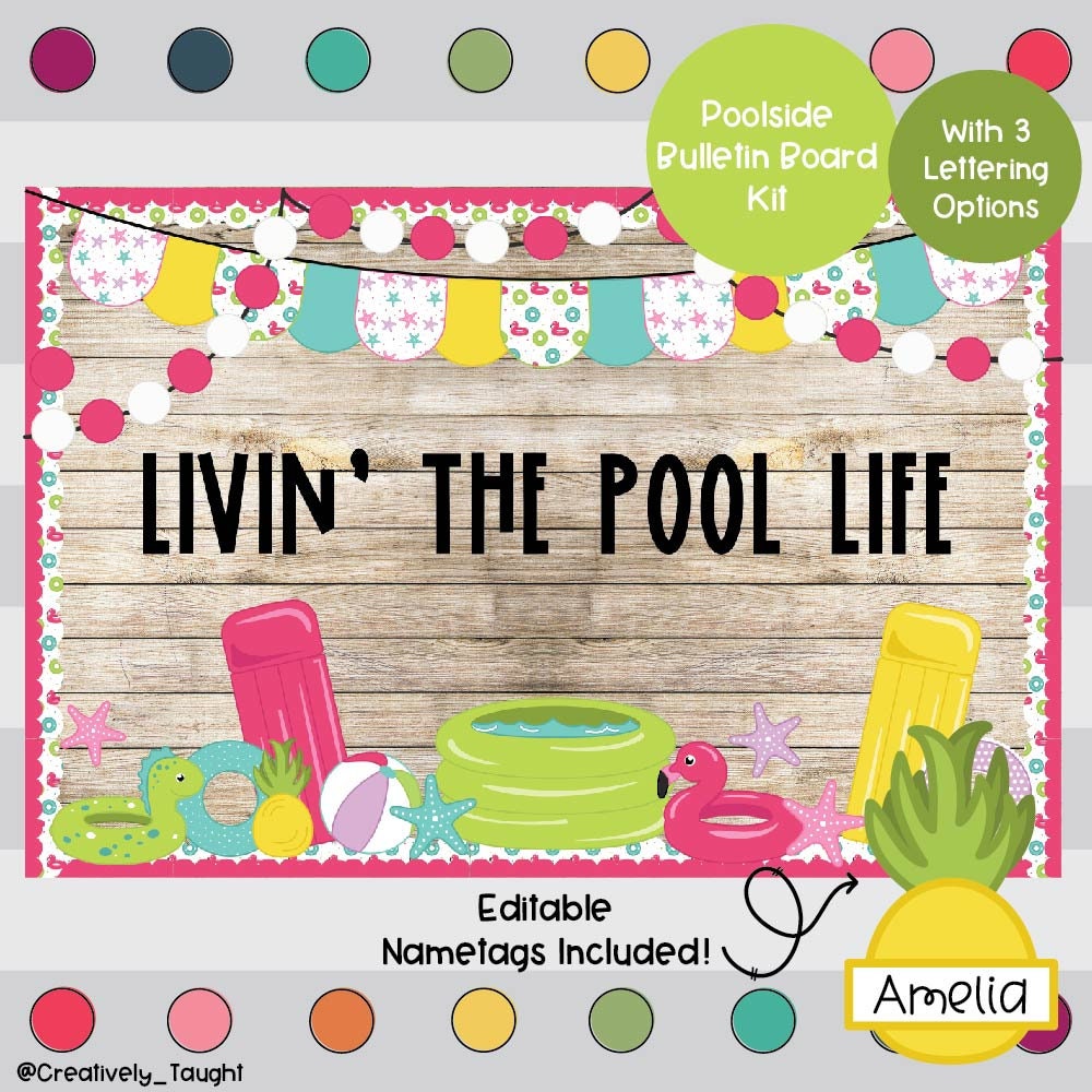Pool Time Summer June and July Bulletin Board Kit - Etsy