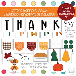 Happy Turkey Day - Fall - Thanksgiving - Bulletin Board Kit - Etsy