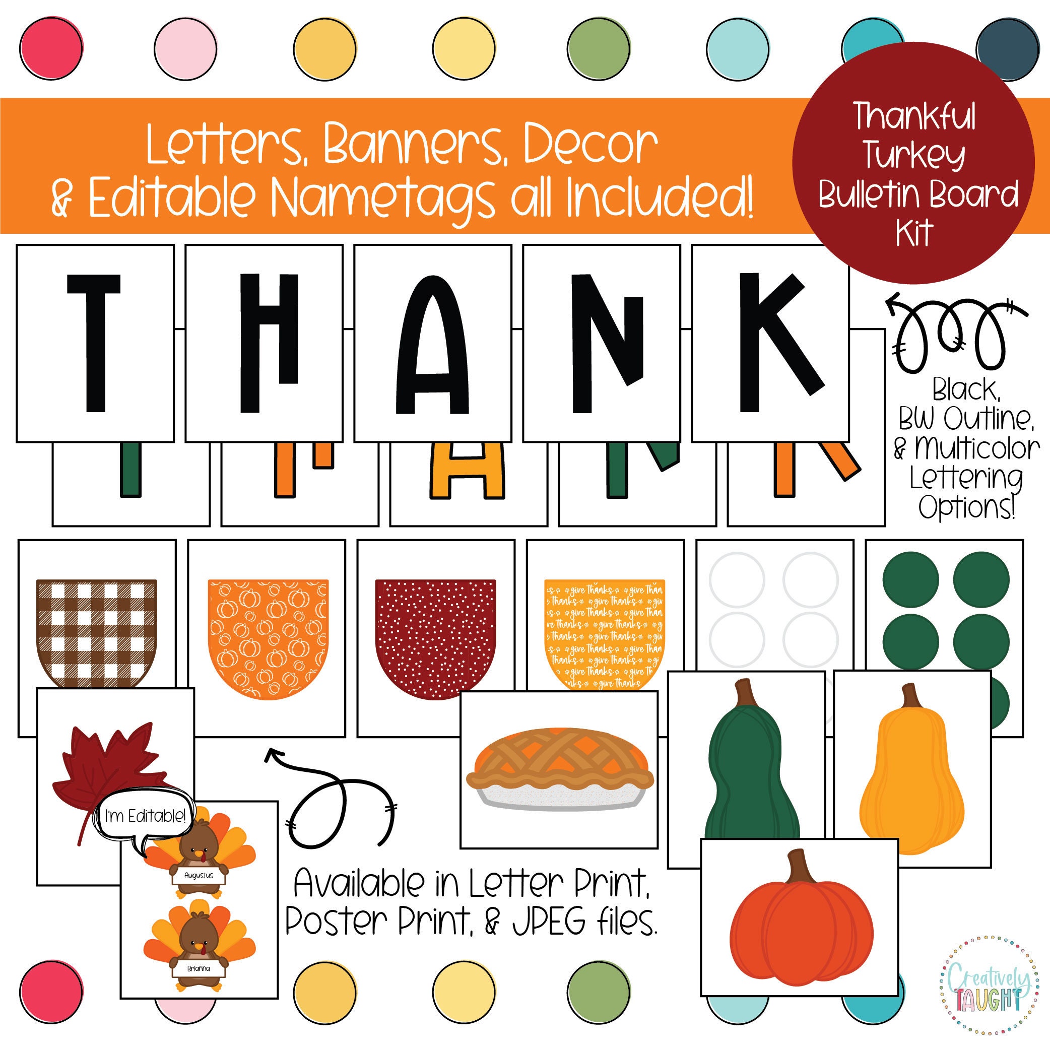 Happy Turkey Day - Fall - Thanksgiving - Bulletin Board Kit - Etsy