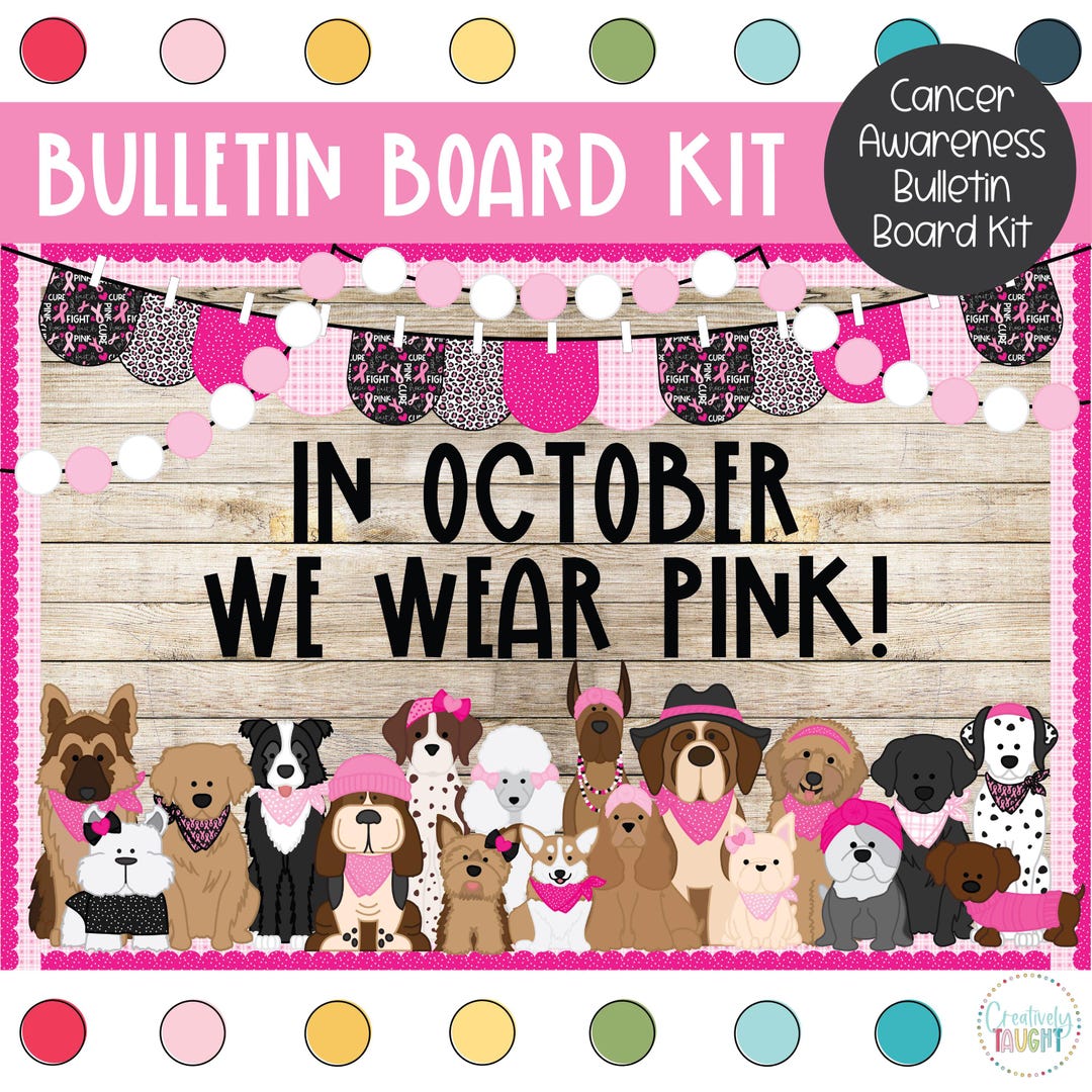 Breast Cancer Awareness - Pink Pups - October Bulletin Board Kit - Etsy