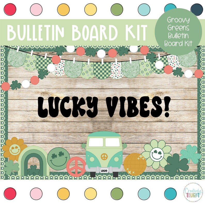Groovy Greens Decor - St Patricks Day Van - March Bulletin Board Kit - Etsy