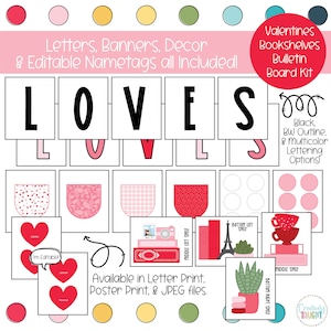 Valentines Bookshelves - Library Bulletin Board Kit - Etsy