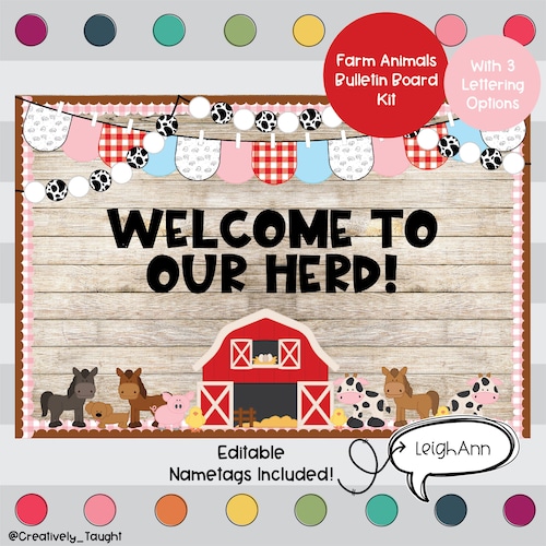 Down on the Farm Animals Spring Barn Herd Bulletin Board - Etsy