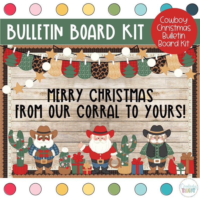 Cowboy Santa Claus - Christmas - December Bulletin Board Kit - Etsy