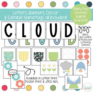Rainy Day Gnomes- Spring Flowers - April/may Bulletin Board Kit - Etsy