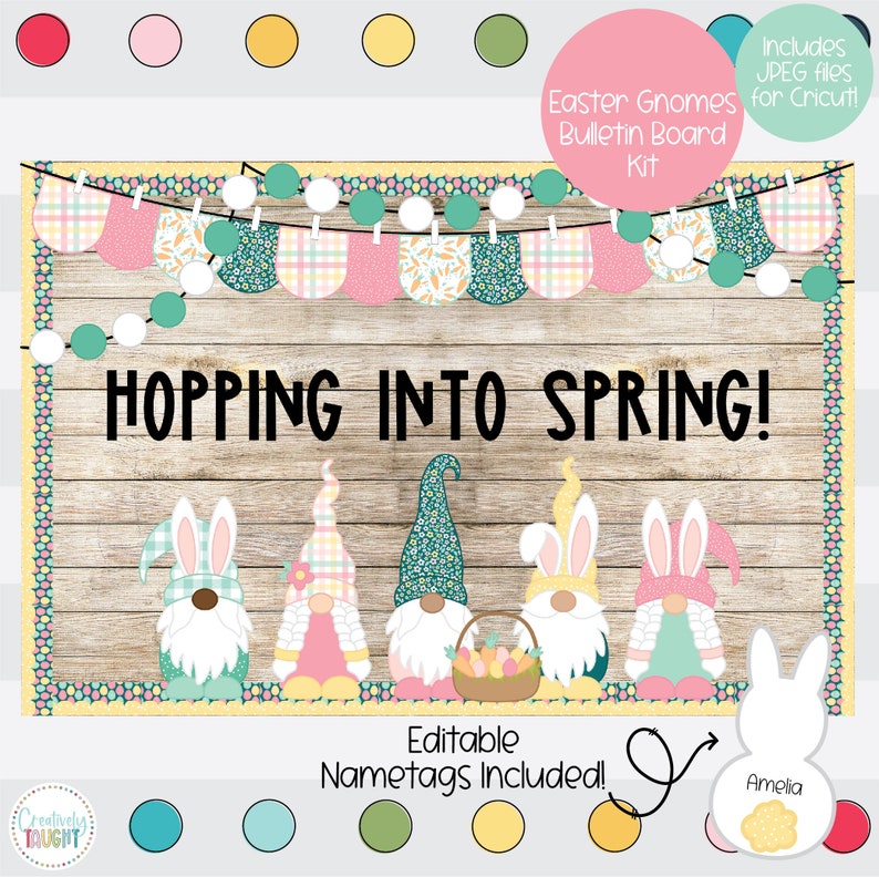 Happy Easter Gnomies Easter Bulletin Board Kit - Etsy