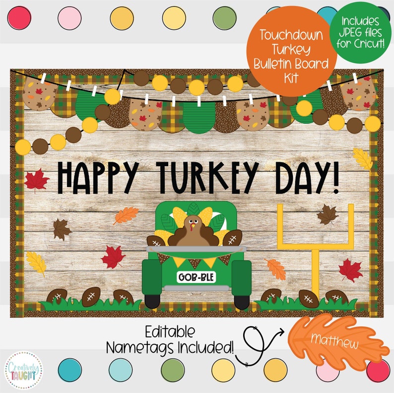 Happy Turkey Day Fall Thanksgiving Bulletin Board Kit - Etsy