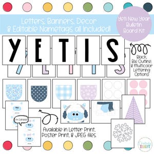 Yeti New Year Bulletin Board Kit (digital Download) - Etsy
