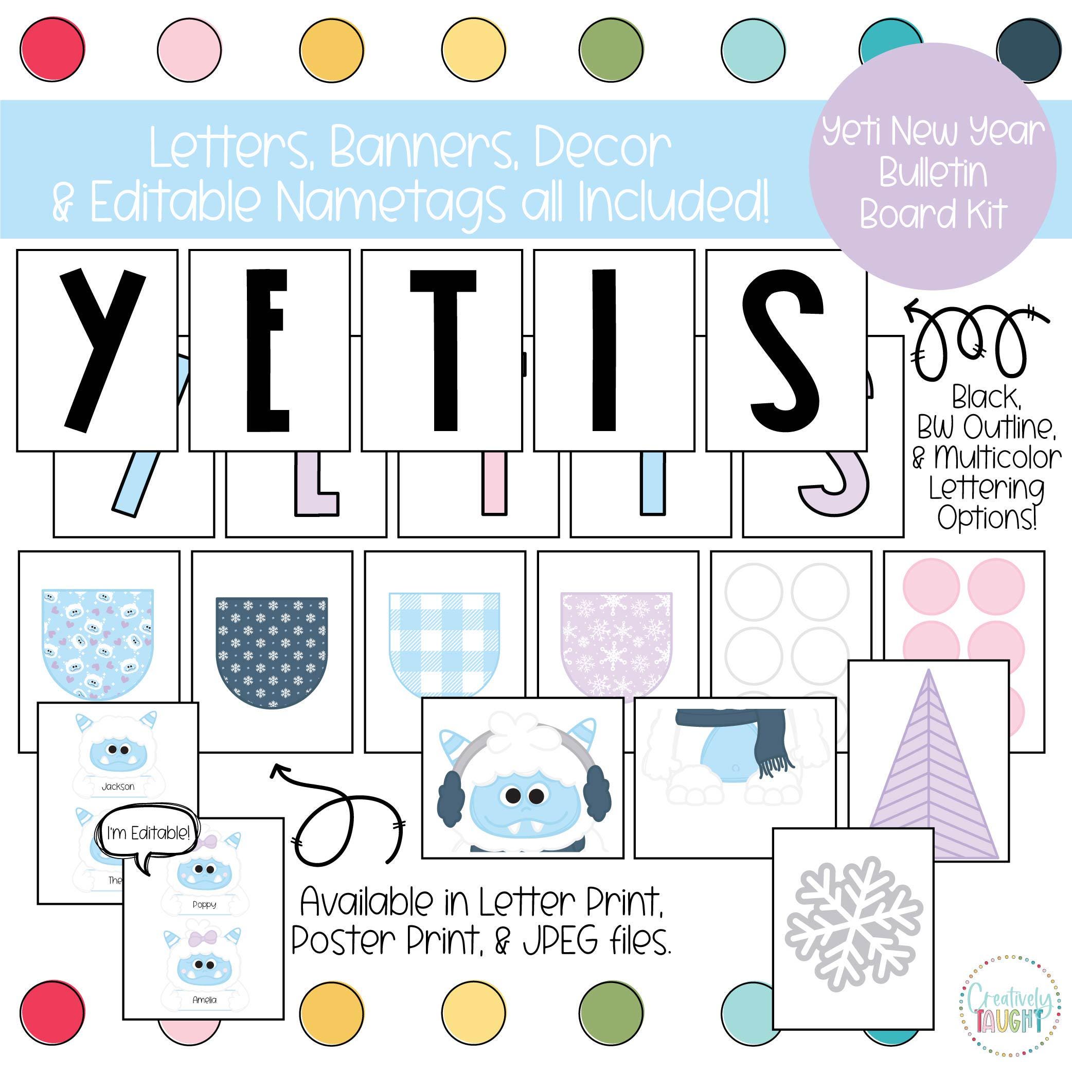 Yeti New Year Bulletin Board Kit (digital Download) - Etsy