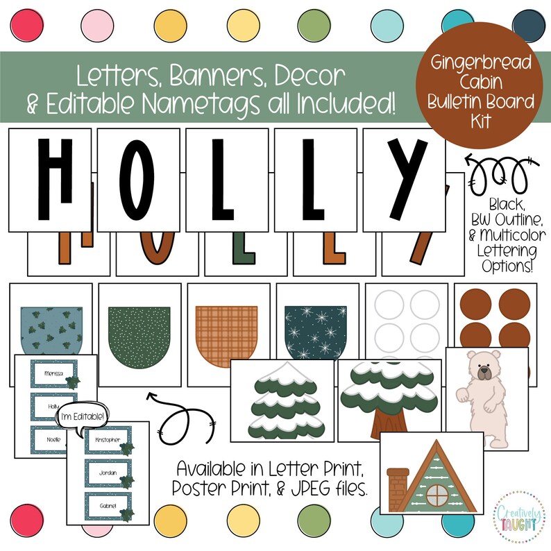Gingerbread Cabin - Christmas - December Bulletin Board Kit - Etsy