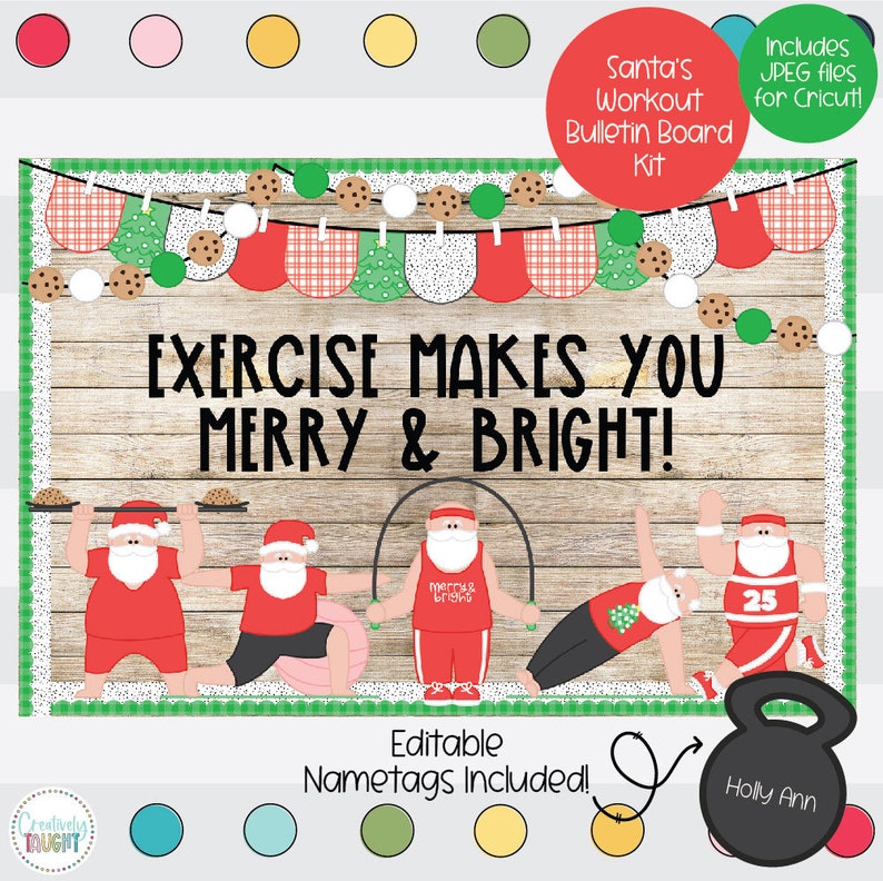 Santas Workout PE Class Christmas December Bulletin - Etsy