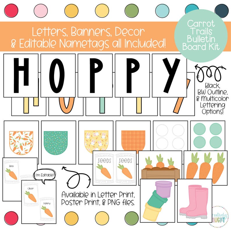Carrot Trails- Easter - March & April Bulletin Board Kit - Etsy