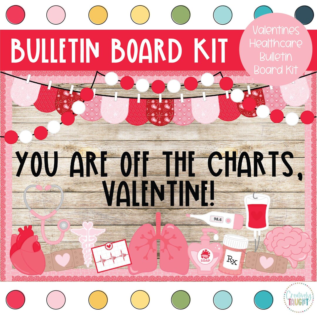 Healthcare Valentines - Valentines - February Bulletin Board Kit - Etsy