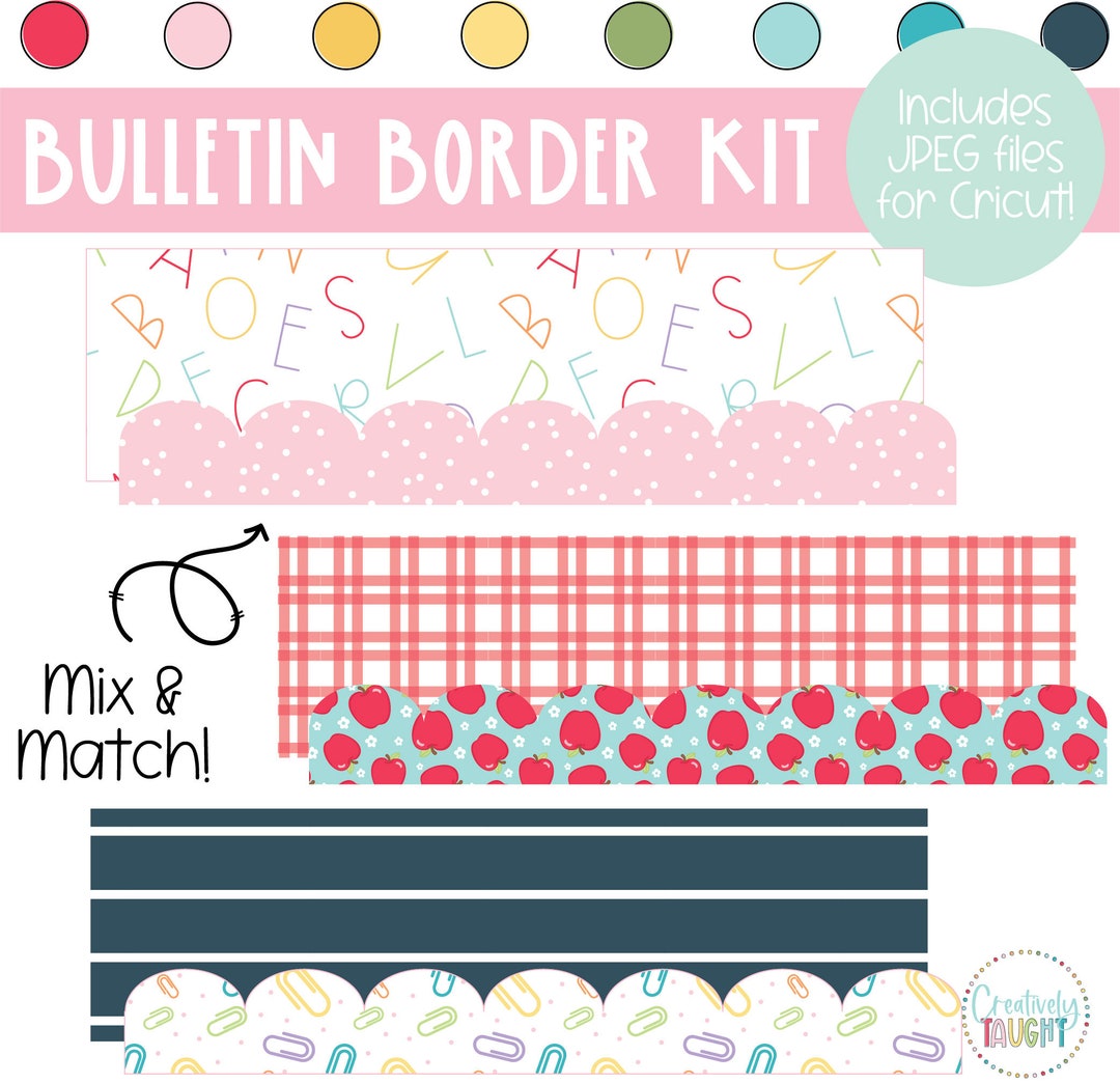 Bright School House Borders - Back to School Bulletin Borders - Etsy