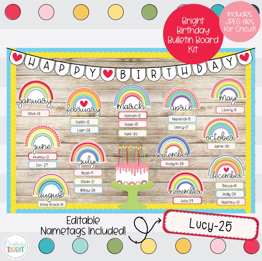 Bright Birthday Bulletin Board Classroom Birthday Display - Etsy