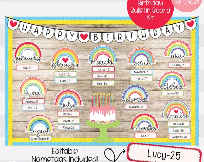 Bright Birthday Bulletin Board- Classroom Birthday Display - Etsy