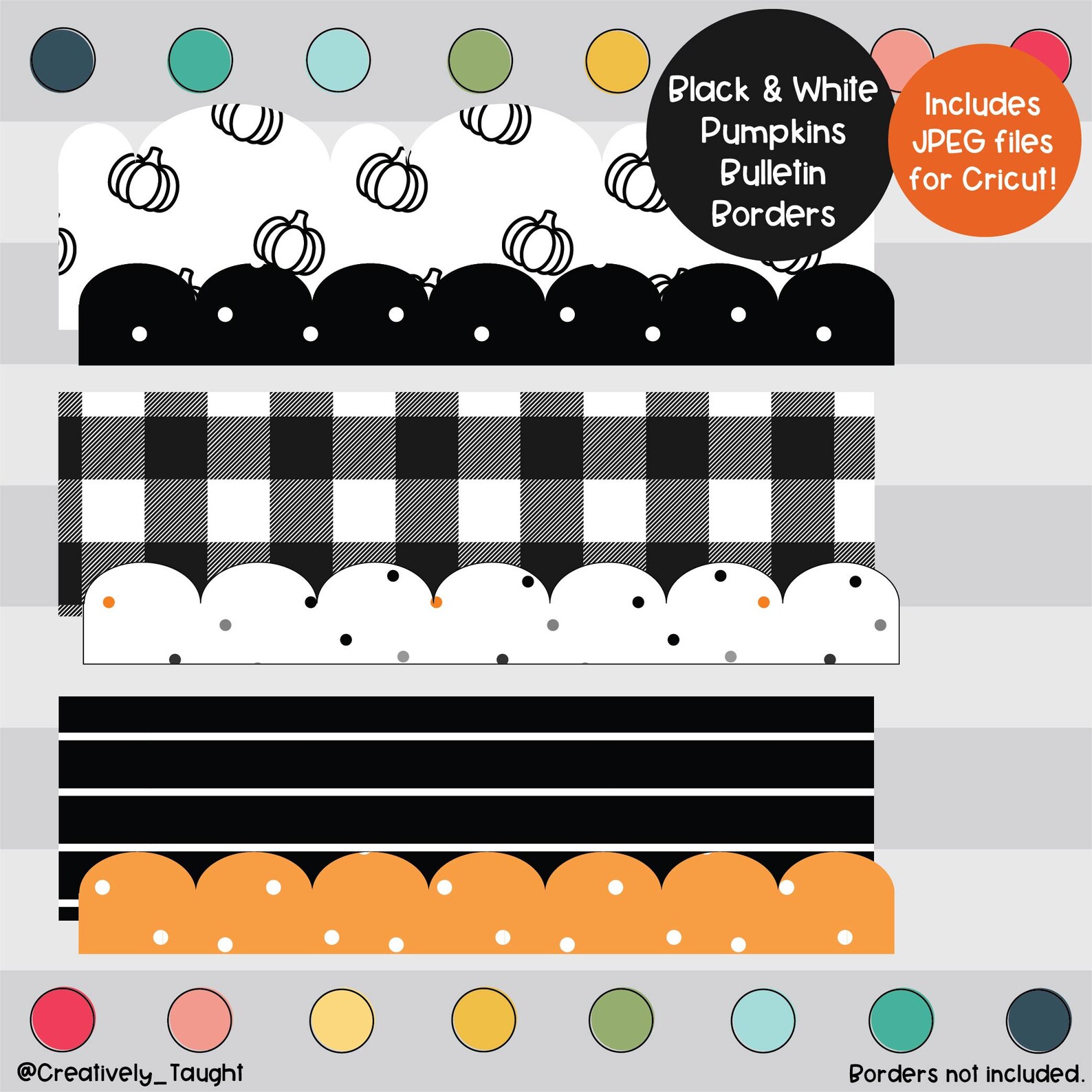 Black and White Pumpkin Borders Fall Bulletin Board Borders - Etsy