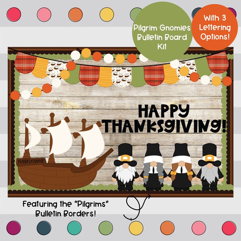 Pilgrim Gnomes Thanksgiving November Bulletin Board Kit | Etsy