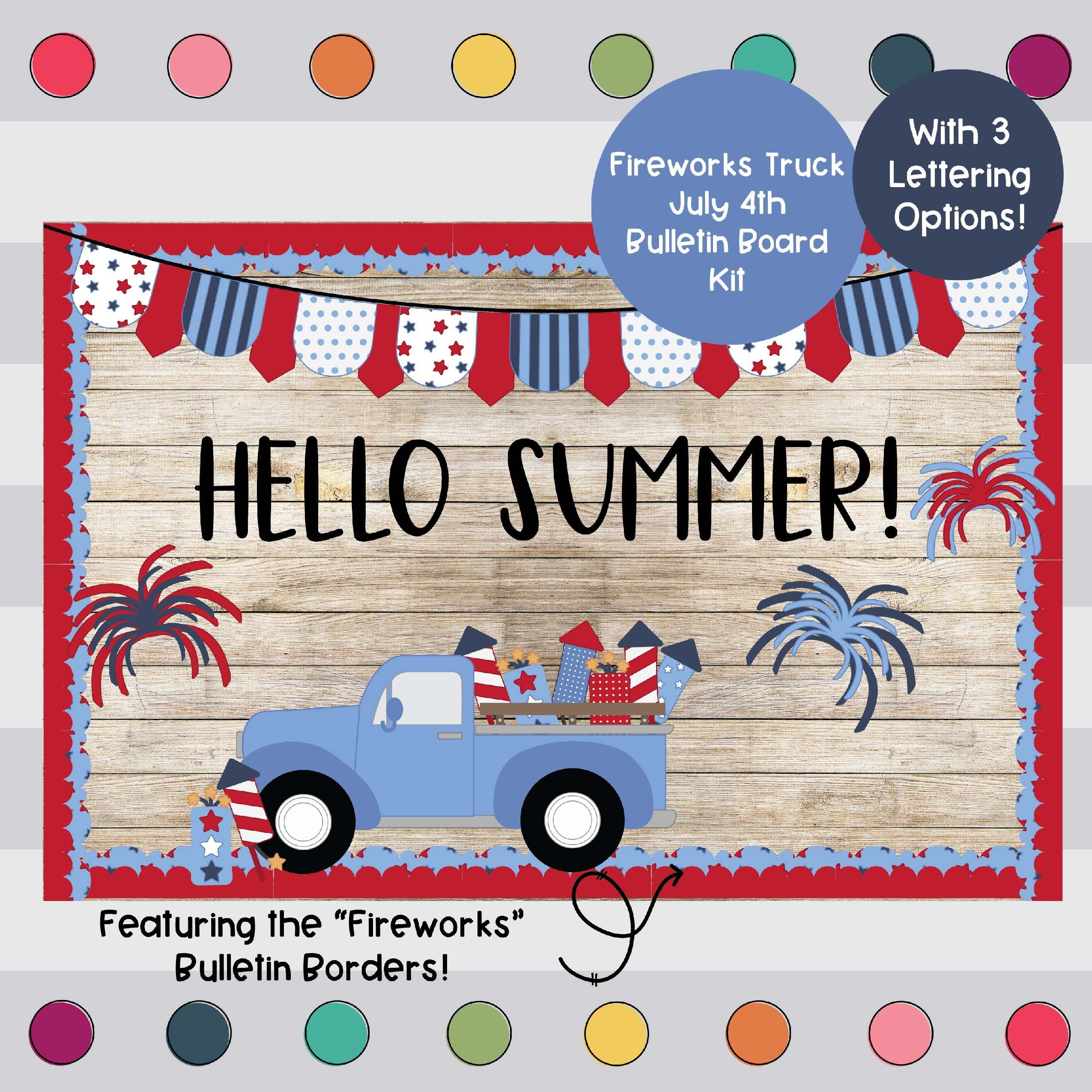 Fireworks July 4th Patriotic Bulletin Board Summer Bulletin | Etsy UK