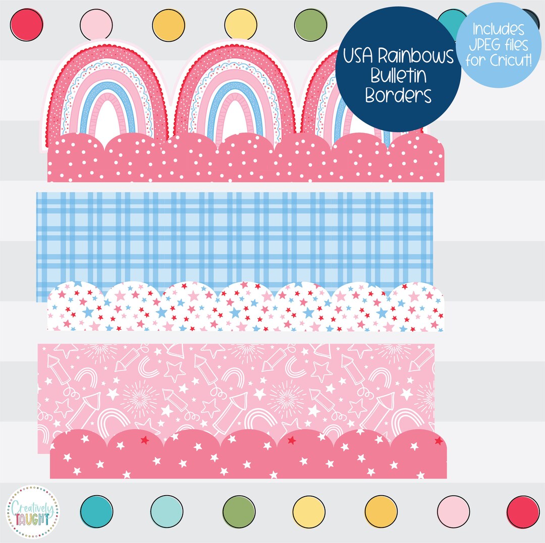 USA Rainbows Summer Bulletin Board Borders - Etsy