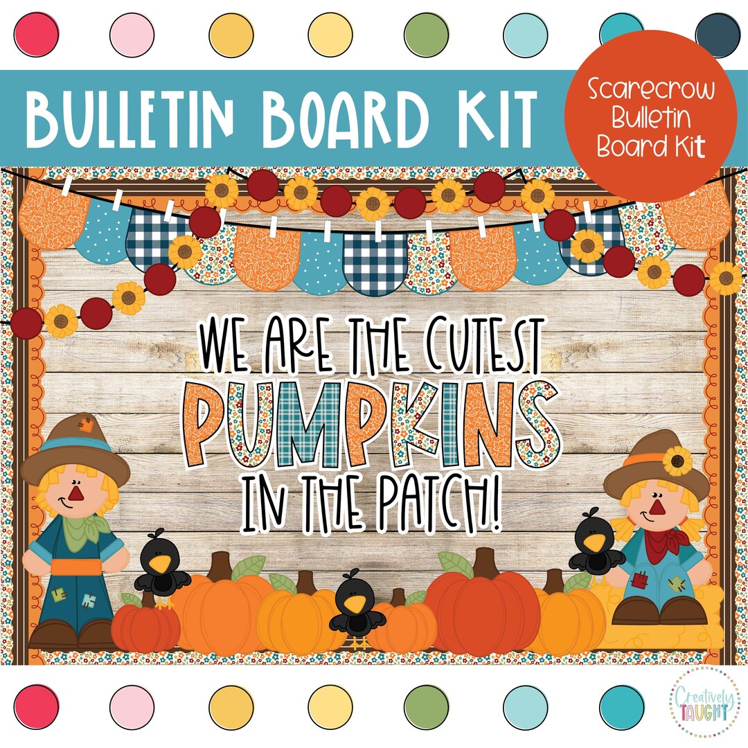 Scarecrow Pumpkin Patch - Autumn - Fall Bulletin Board Kit - Etsy
