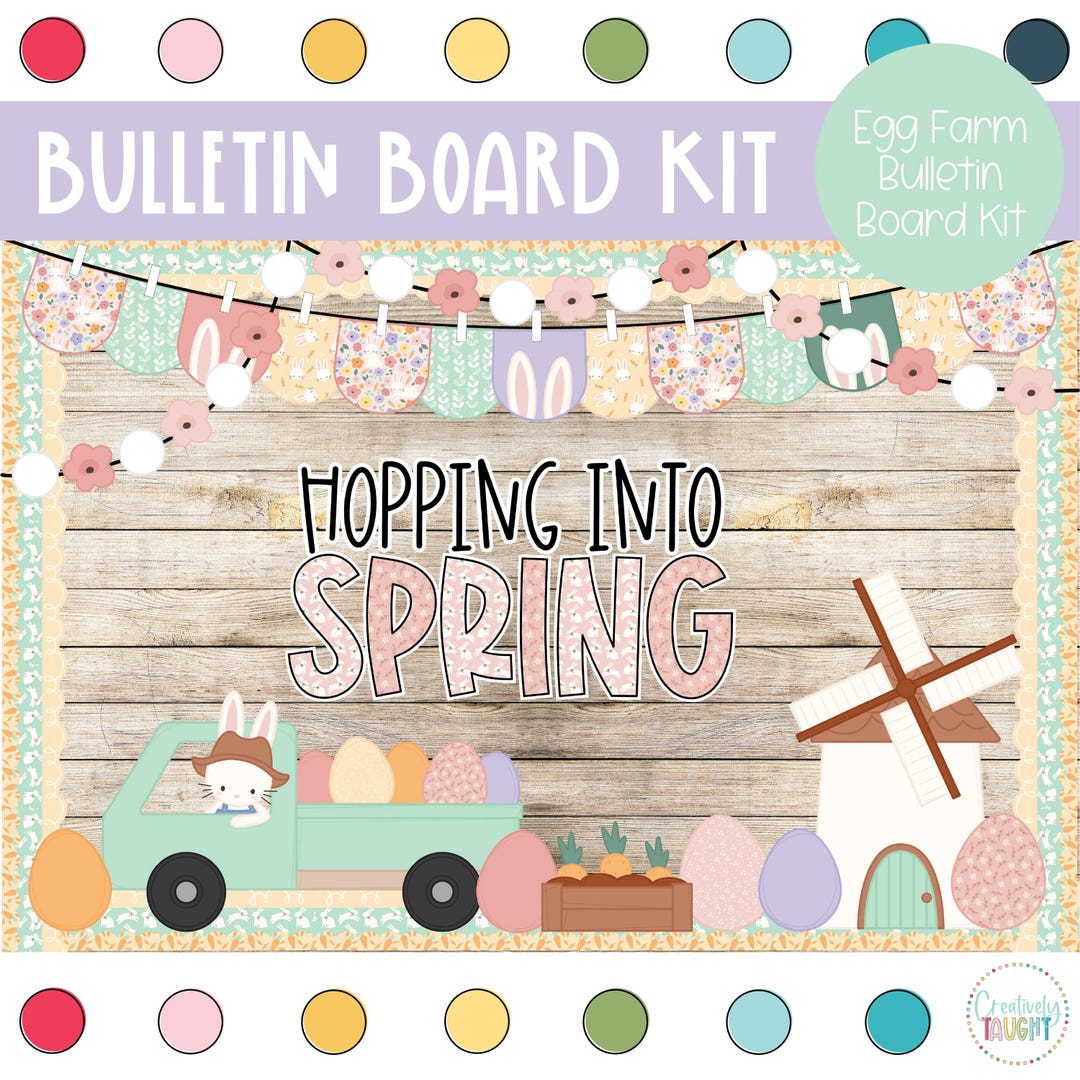 Easter Bunny Egg Farm Bulletin Board Kit: Spring Classroom Decor ...