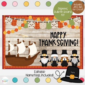 Pilgrim Gnomes Thanksgiving November Bulletin Board Kit - Etsy
