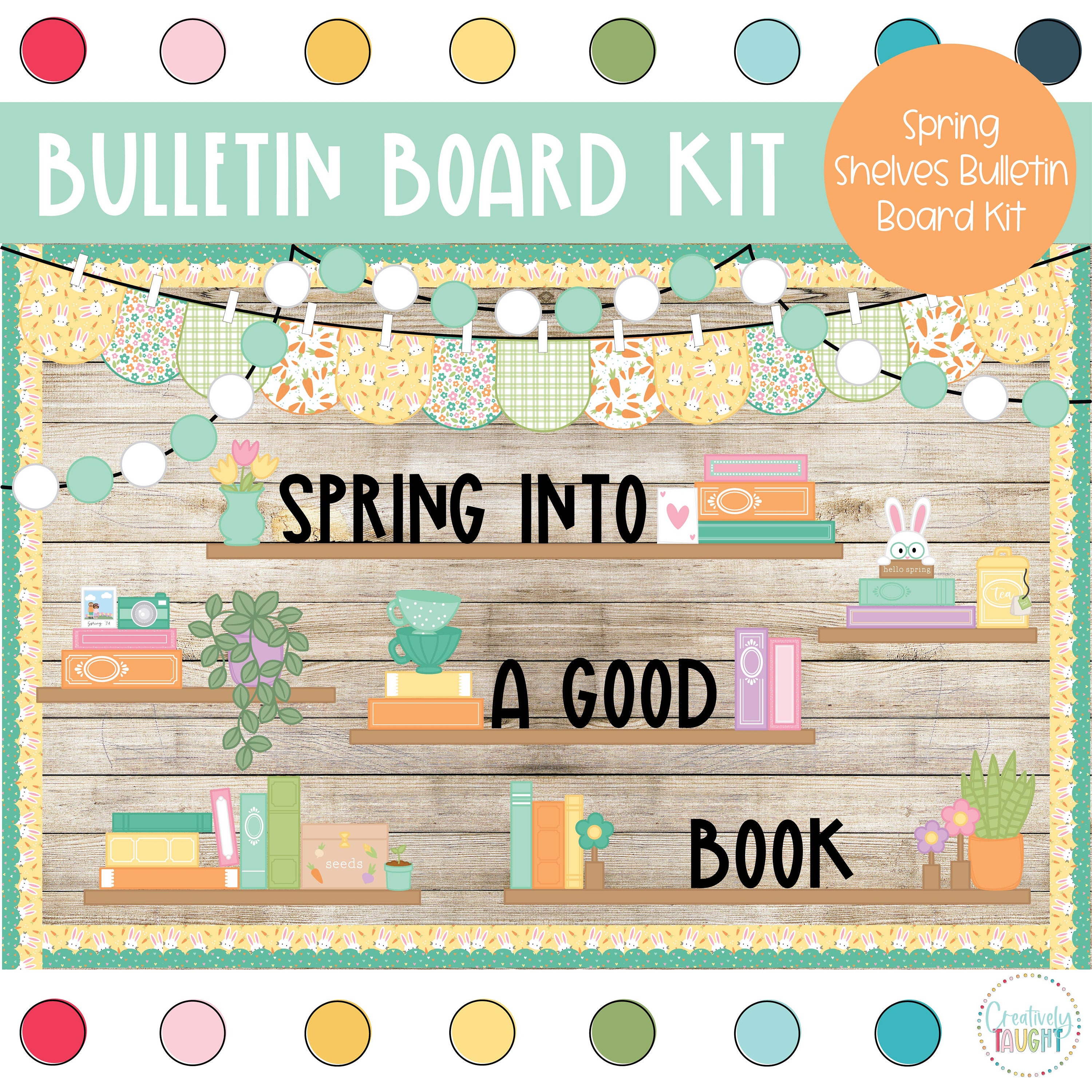 Spring Bookshelves - Library Bulletin Board Kit - Etsy