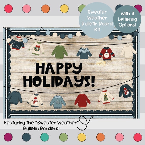 Office & School Supplies Christmas Sweater Weather December Bulletin ...
