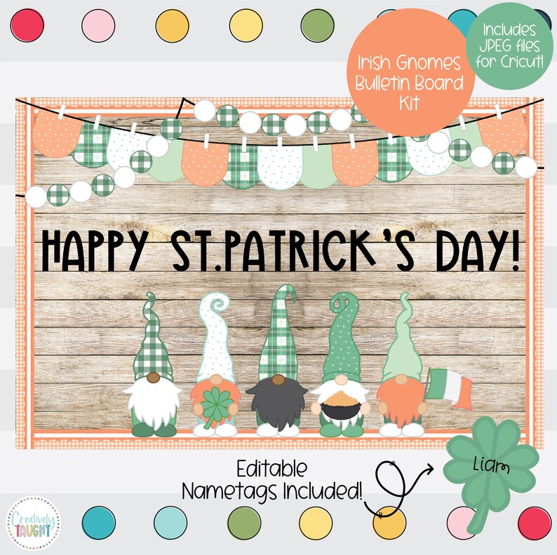 Irish Gnomes St Patricks Day March Bulletin Board Kit - Etsy