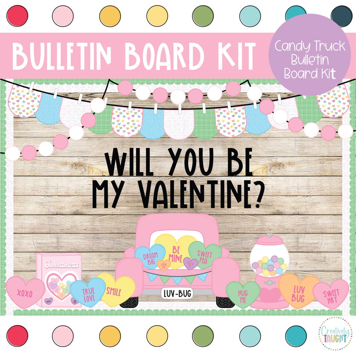 Candy Heart Truck- Valentines Bulletin Board Kit - Etsy