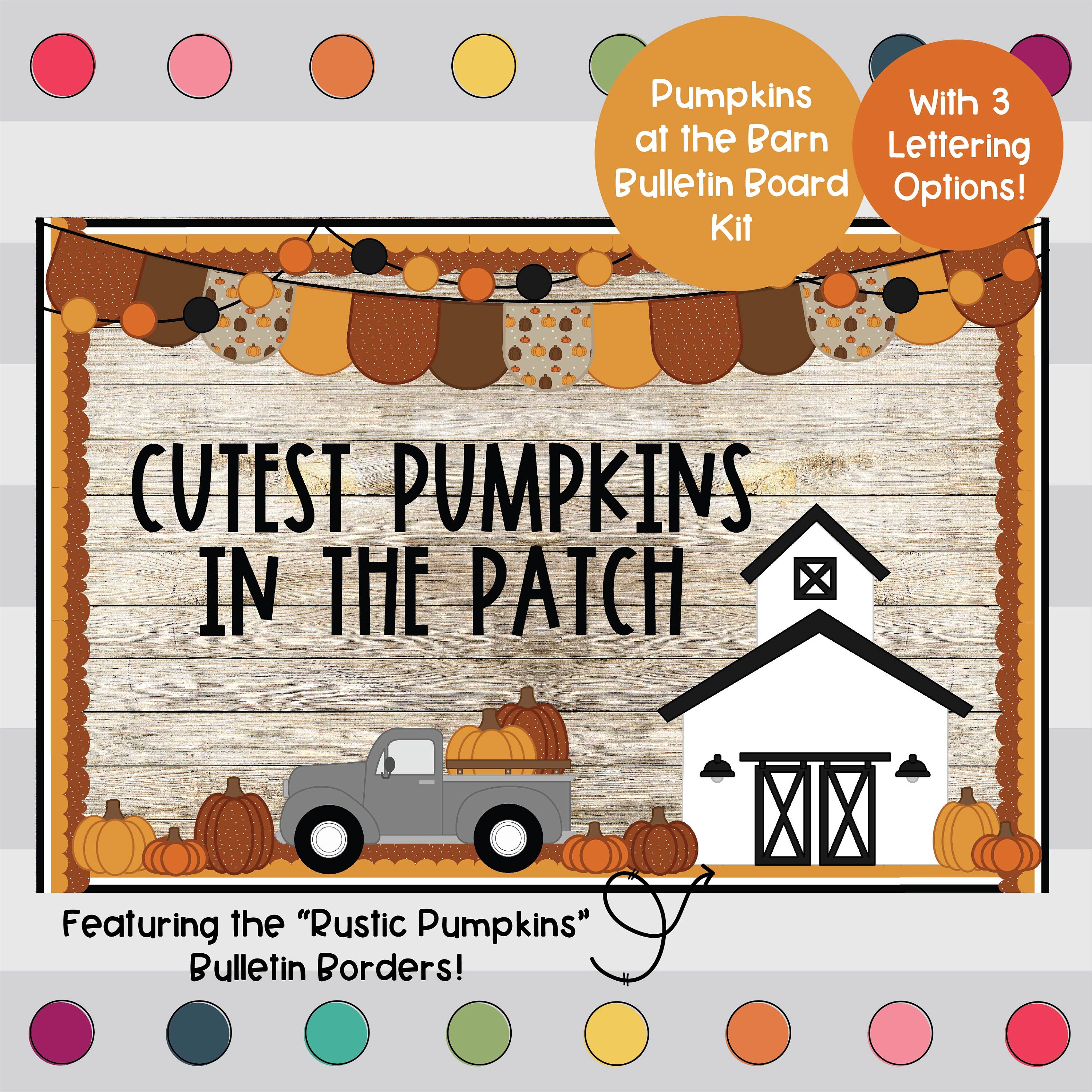 Pumpkins at the Barn Fall Thanksgiving Bulletin Board - Etsy
