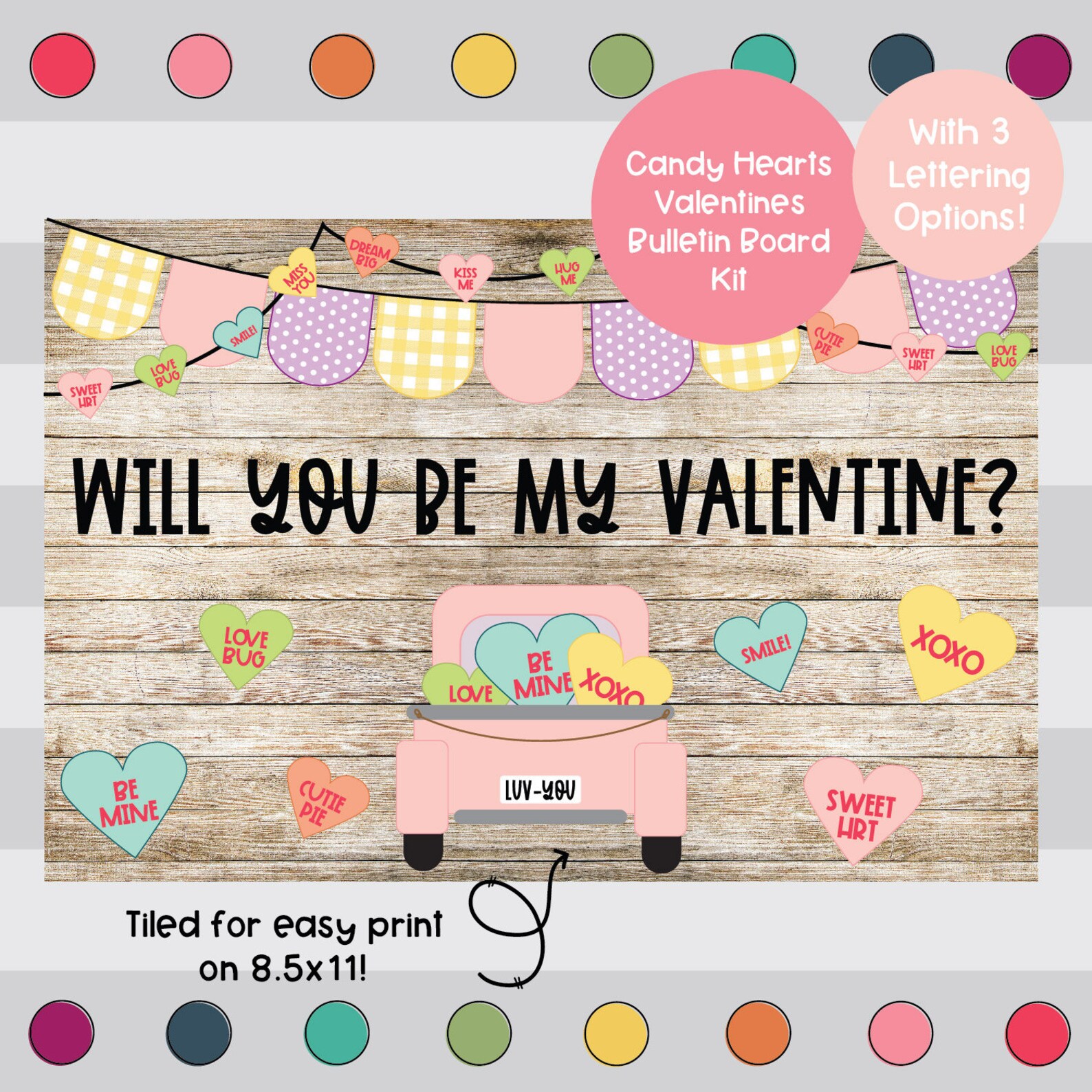 Candy Heart Truck Valentines Bulletin Board Kit - Etsy