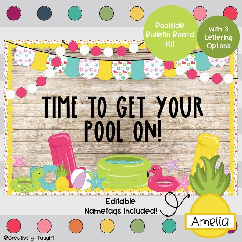 Pool Time Summer June and July Bulletin Board Kit - Etsy