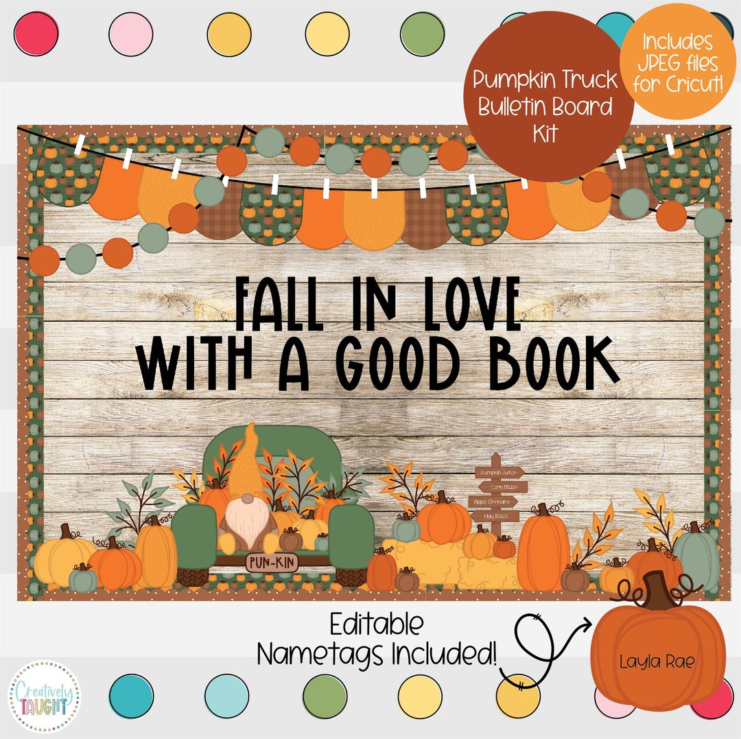 Fall Gnome in Pumpkin Truck Fall Halloween Bulletin - Etsy