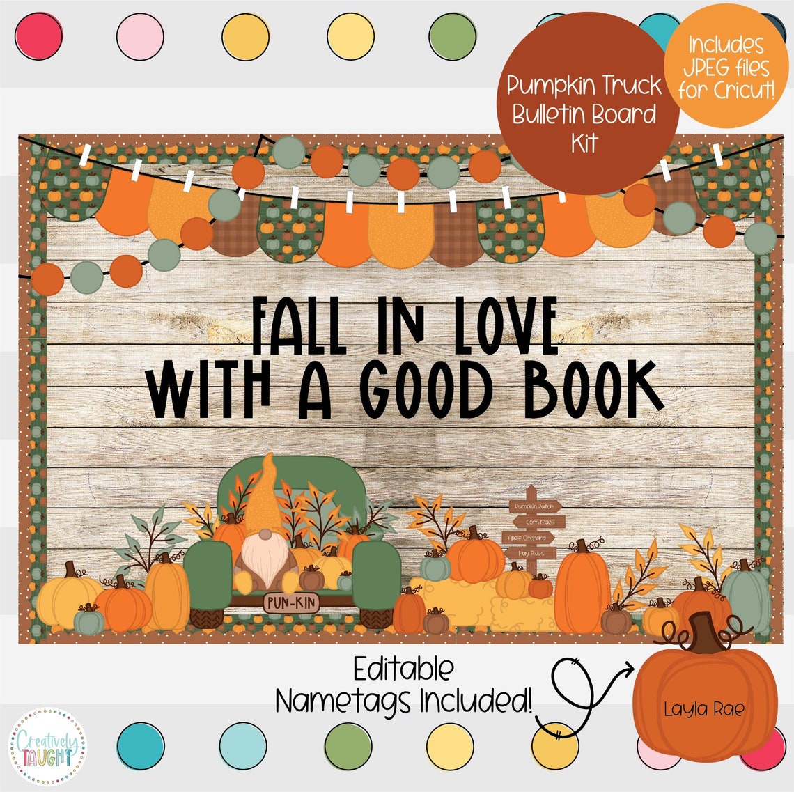 Fall Gnome in Pumpkin Truck Fall Halloween Bulletin - Etsy