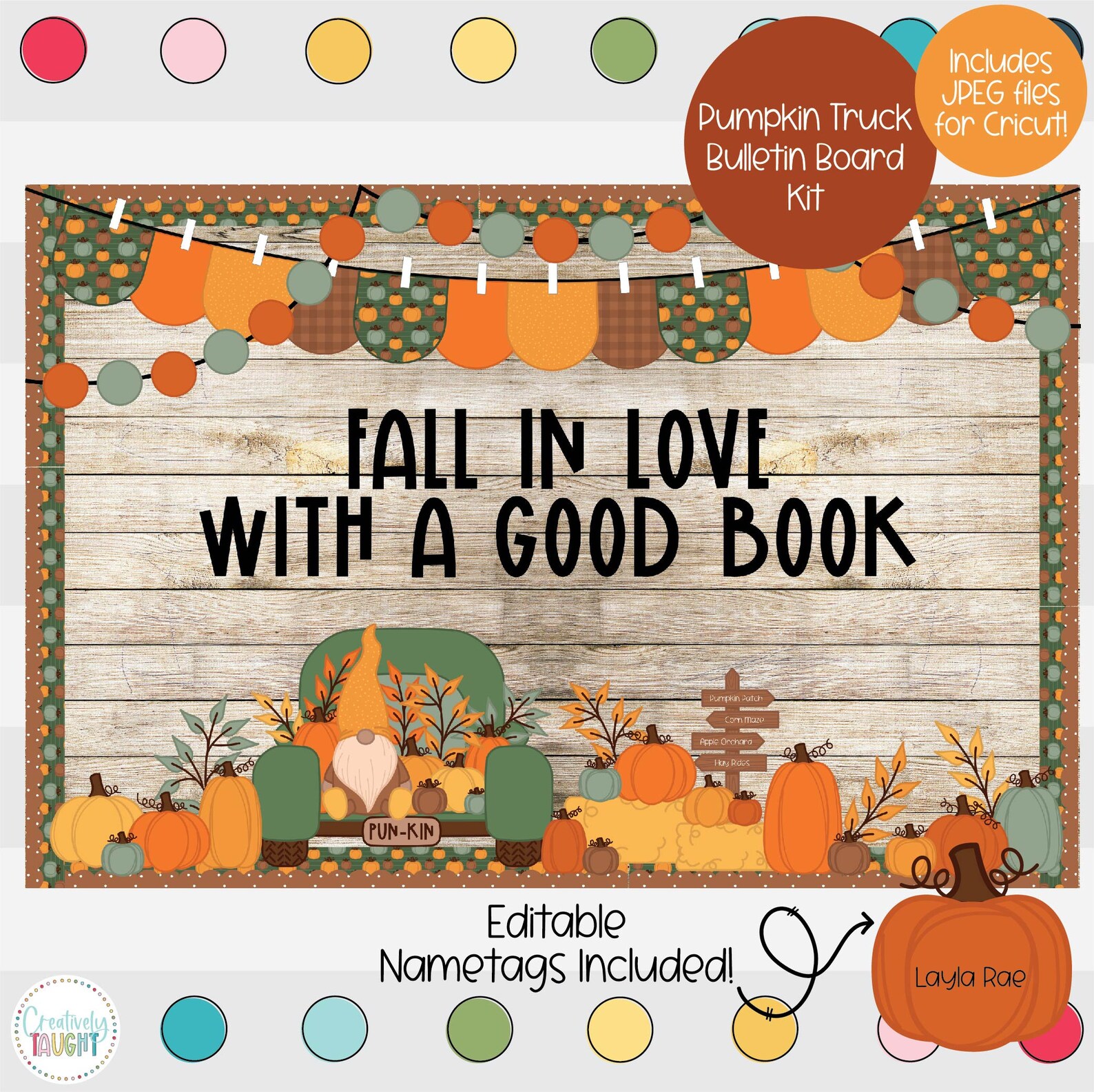 Fall Gnome in Pumpkin Truck Fall Halloween Bulletin - Etsy
