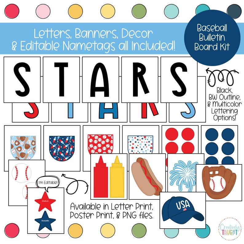 Patriotic Baseball Bulletin Board Kit: Summer Classroom Decor (digital ...