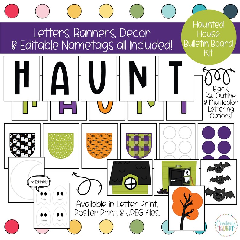 Haunted Houses - Fall - Halloween - October Bulletin Board Kit - Etsy