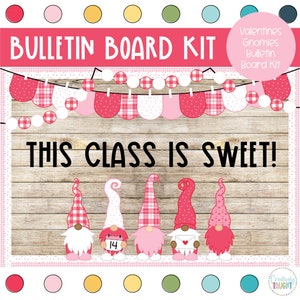 Valentine Pink Gnomes - Valentines Gnomes - February Bulletin Board Kit ...